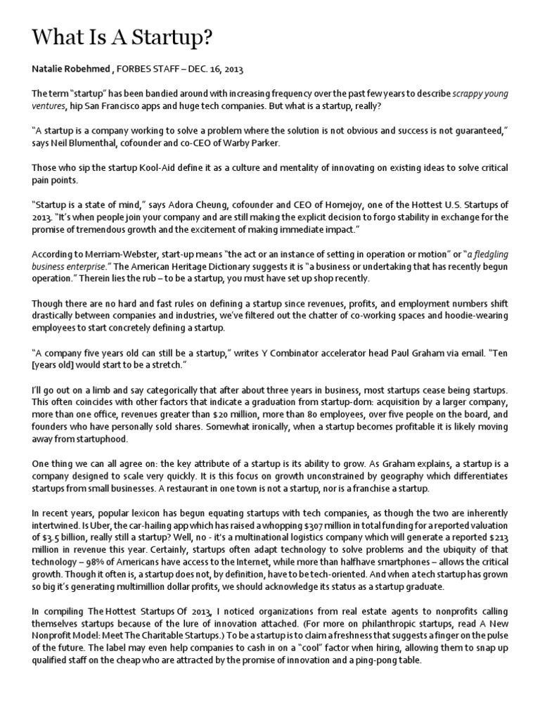 What Is A Startup | PDF | Startup Company | Small Business & Entrepreneurs