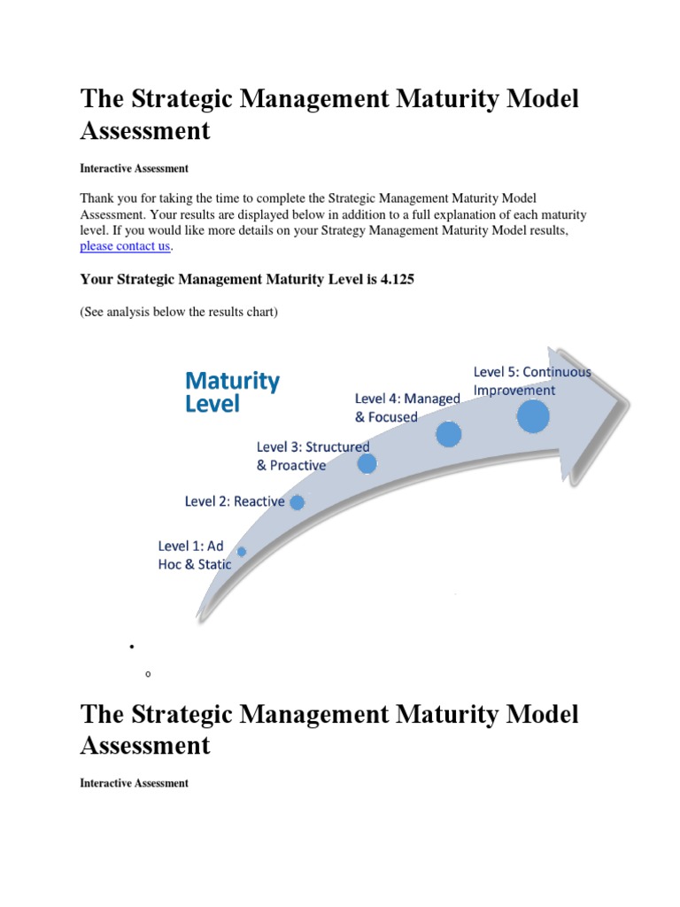The Strategic Management Maturity Model Assessment | PDF | Strategic ...