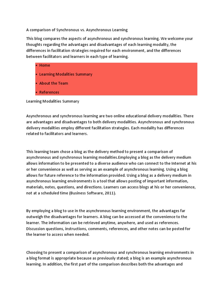 Comparing Asynchronous and Synchronous Learning 1 | PDF
