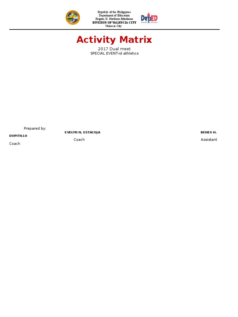 Activity Matrix: 2017 Dual Meet | PDF | Games Of Physical Skill ...