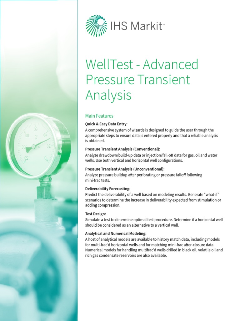 Welltest - Advanced Pressure Transient Analysis: Main Features | PDF ...