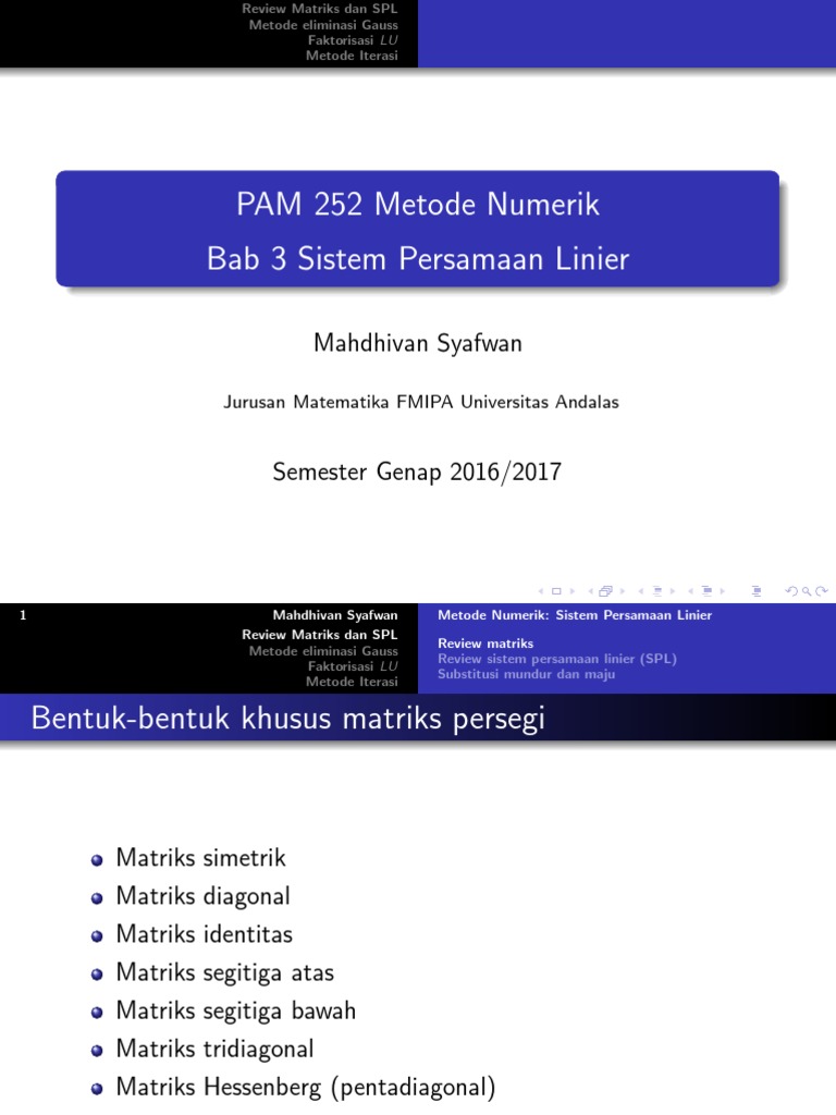 Sistem Persamaan Linier-Rev2 | PDF | Metode & Bahan Ajar
