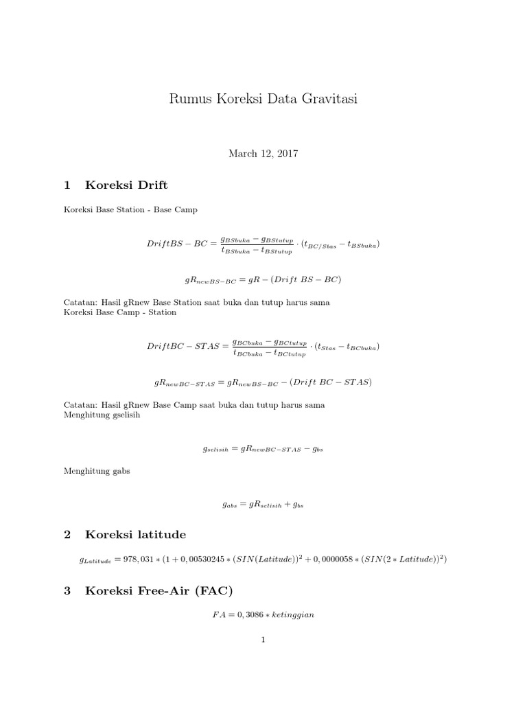 Rumus Koreksi Data | PDF