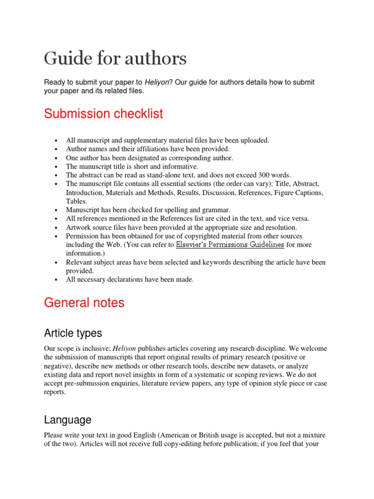 Guide For Authors | PDF | Portable Document Format | Abstract (Summary)