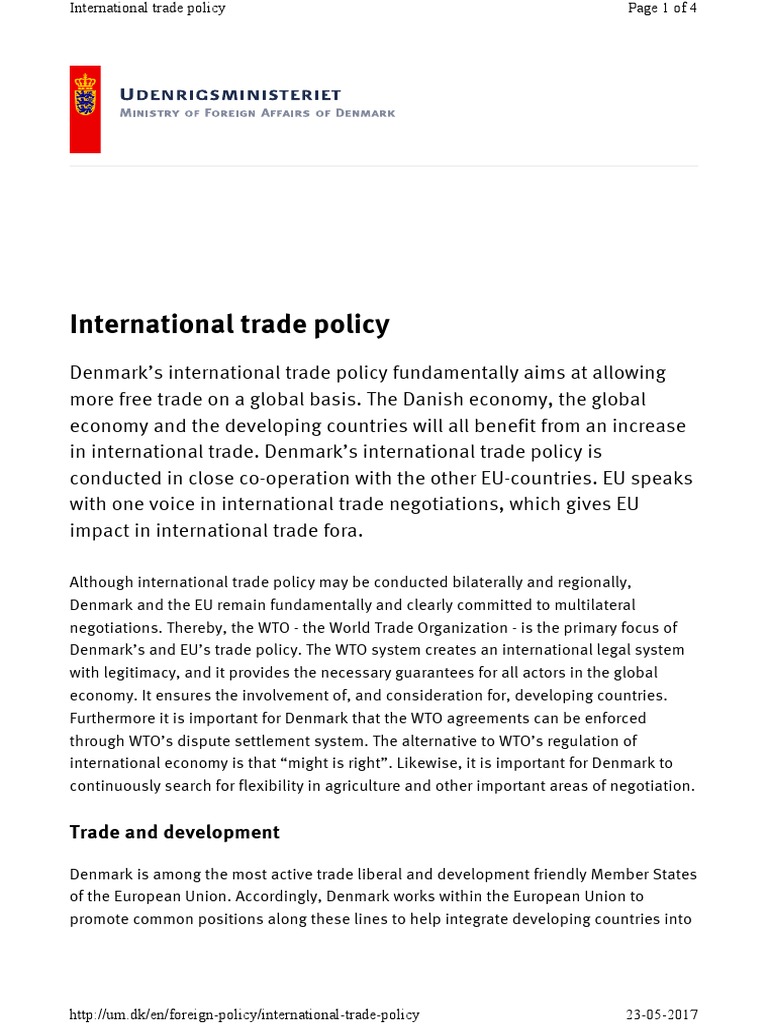 Ministry of Foreign Affairs of Denmark - Interantional Trade Policy ...