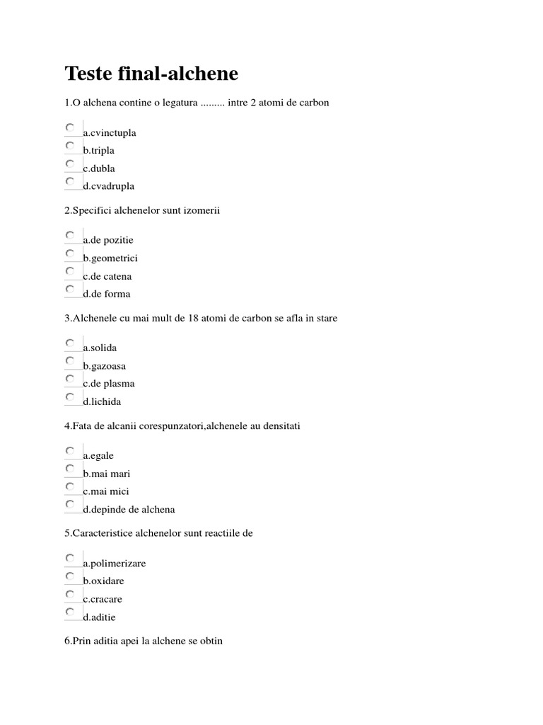 Test Final Alchene | PDF