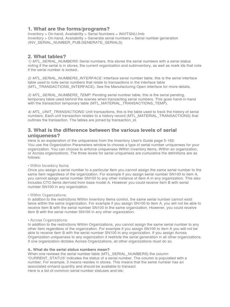Serial Control Items | PDF | Inventory | Data Management