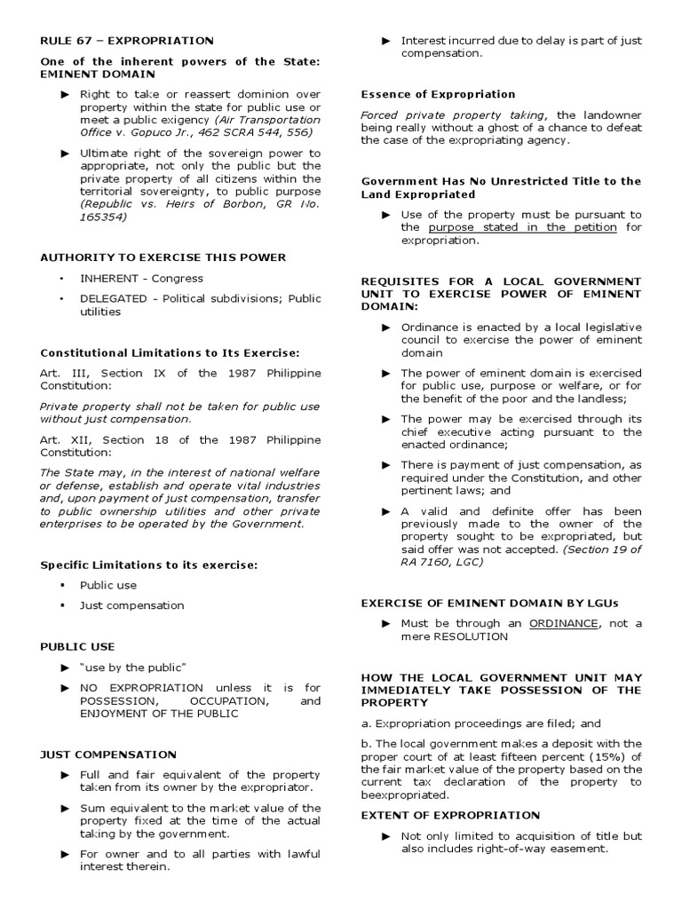 Rule 67 | PDF | Eminent Domain | Civil Law (Common Law)