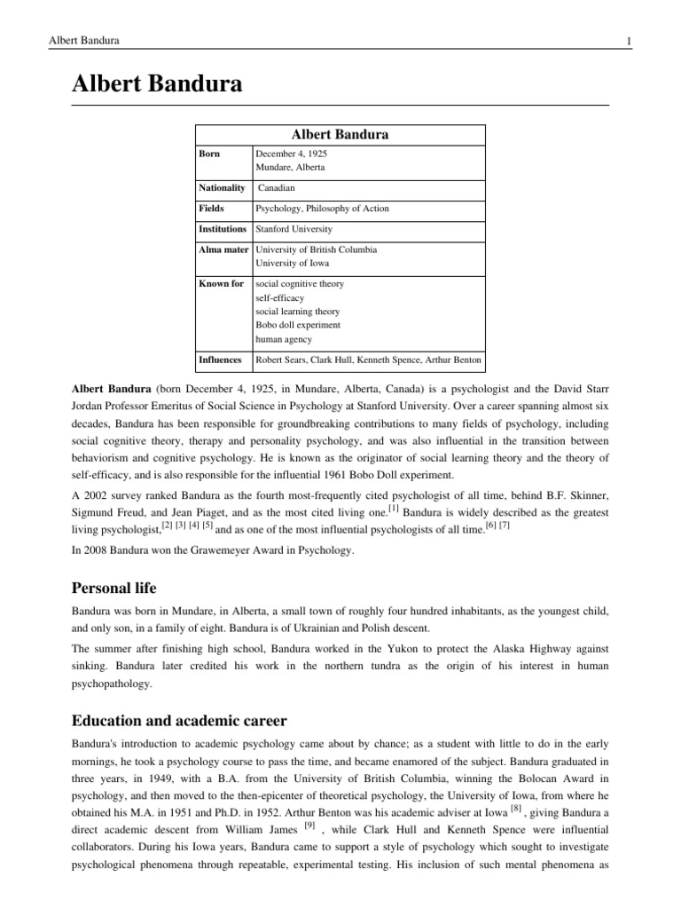 Bandura | PDF | Behavioural Sciences | Action (Philosophy)