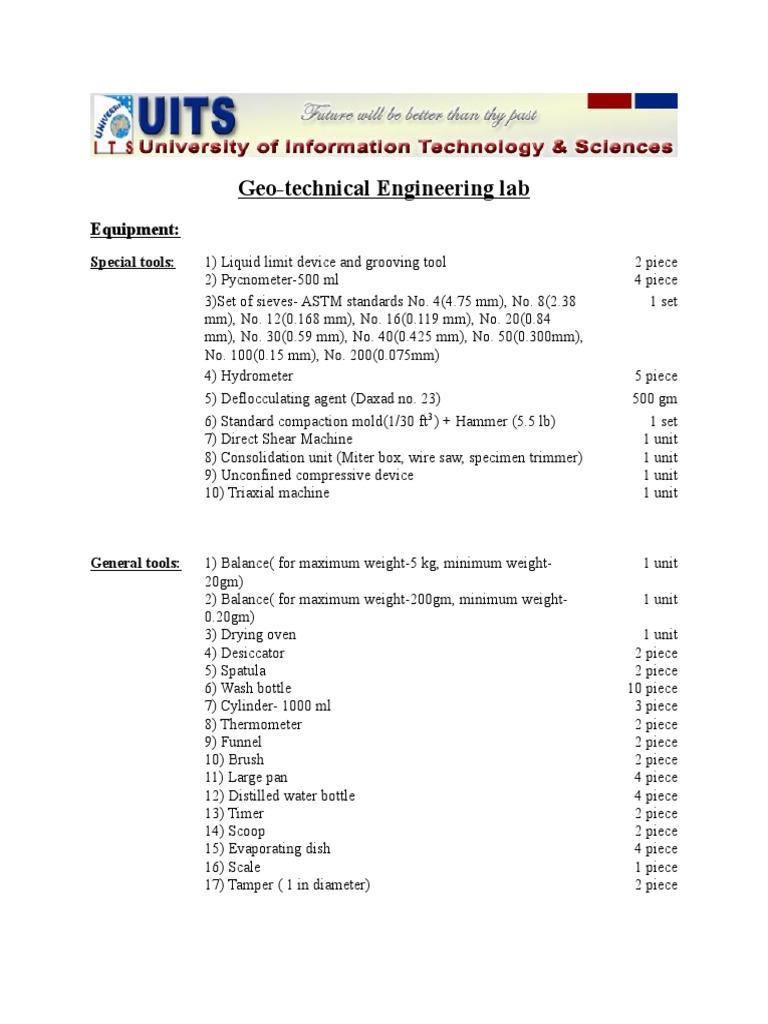 Geo Lab Equip | PDF | Mechanical Engineering | Nature
