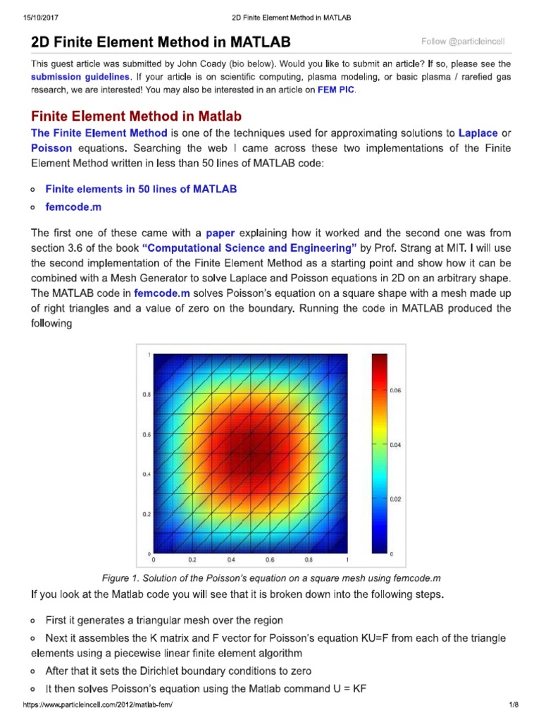 2d Finite Element Method In Matlab Pdf
