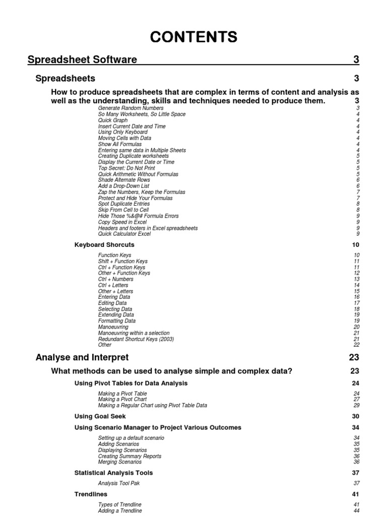 Spreadsheet Software 3: Spreadsheets 3 | PDF | Microsoft Excel ...