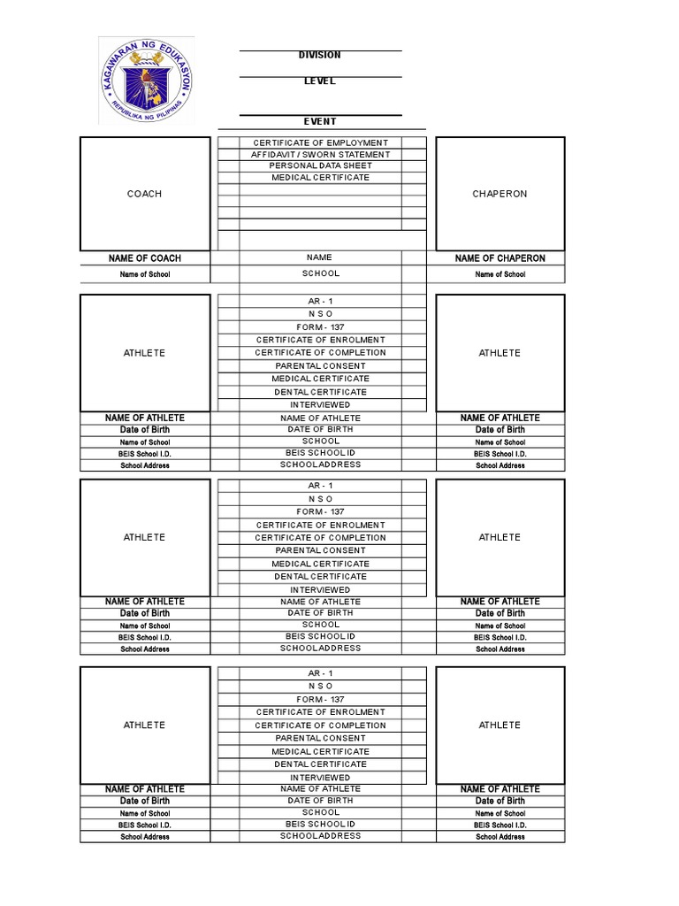 Gallery of Athletes 2017 Palaro | PDF | Identity Document | Security ...