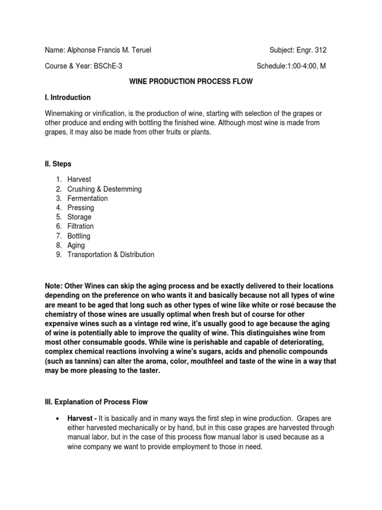 Wine Process Flow | PDF | Winemaking | Wine