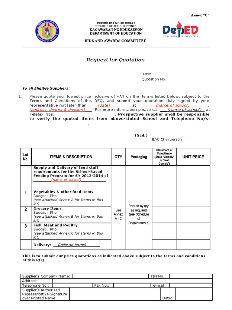4 +Request+for+Quotation+ (Procurement) | Download Free PDF | Taxes ...