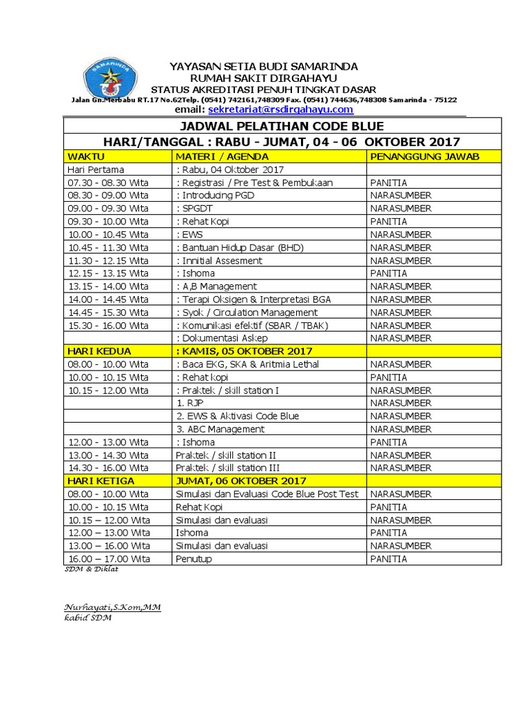Jadwal Code Blue | PDF