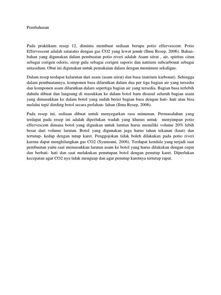 Pembahasan Potio Effervescent | PDF