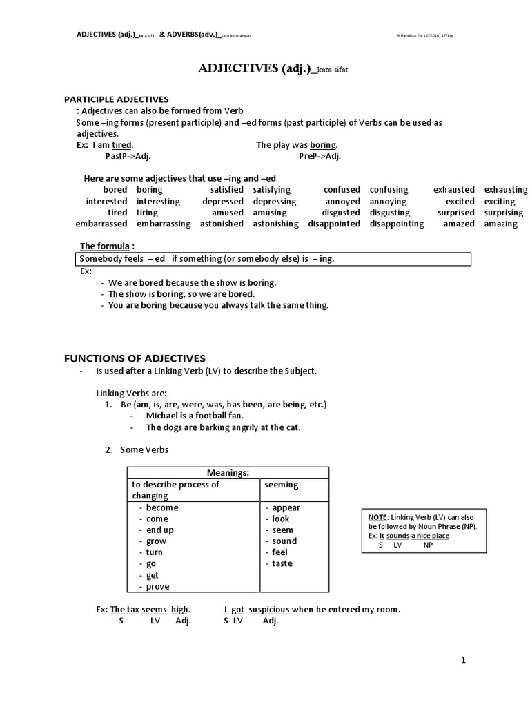 Adjective - Adverbs For Student | PDF | Adjective | Adverb