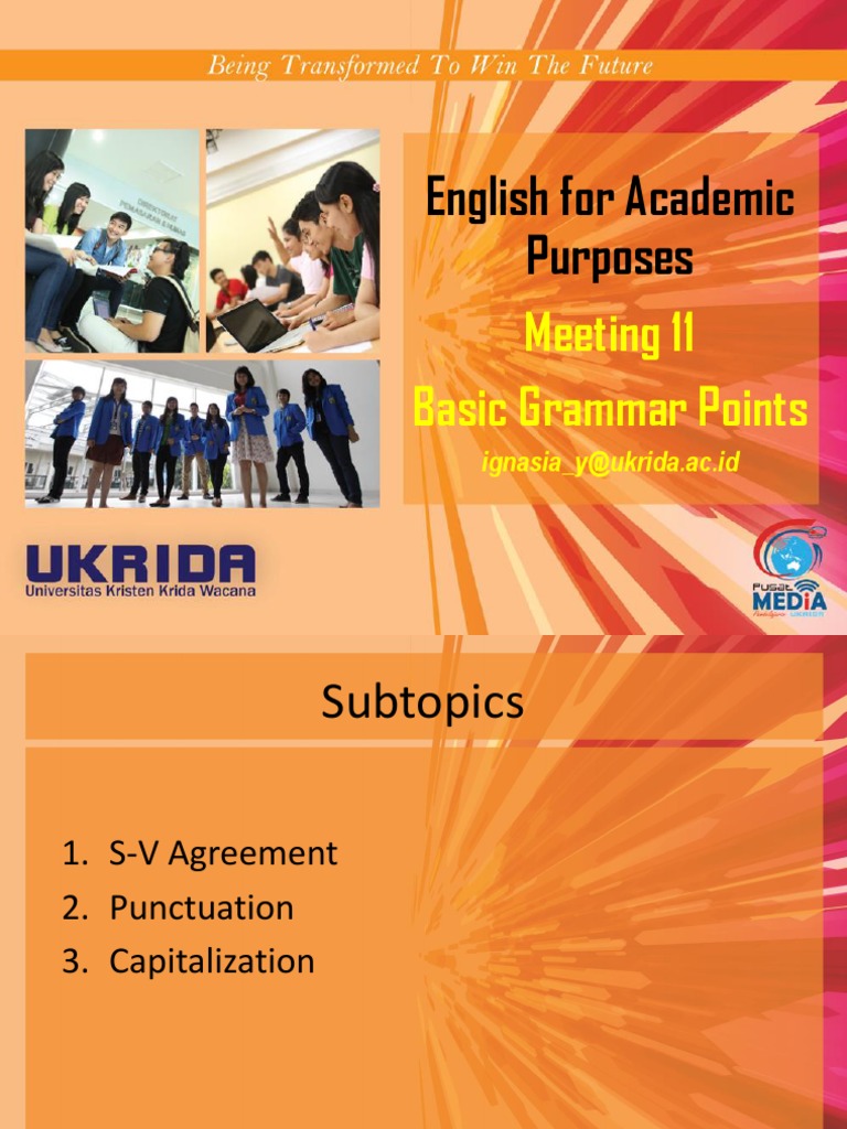 English For Academic Purposes: Meeting 11 Basic Grammar Points | PDF ...