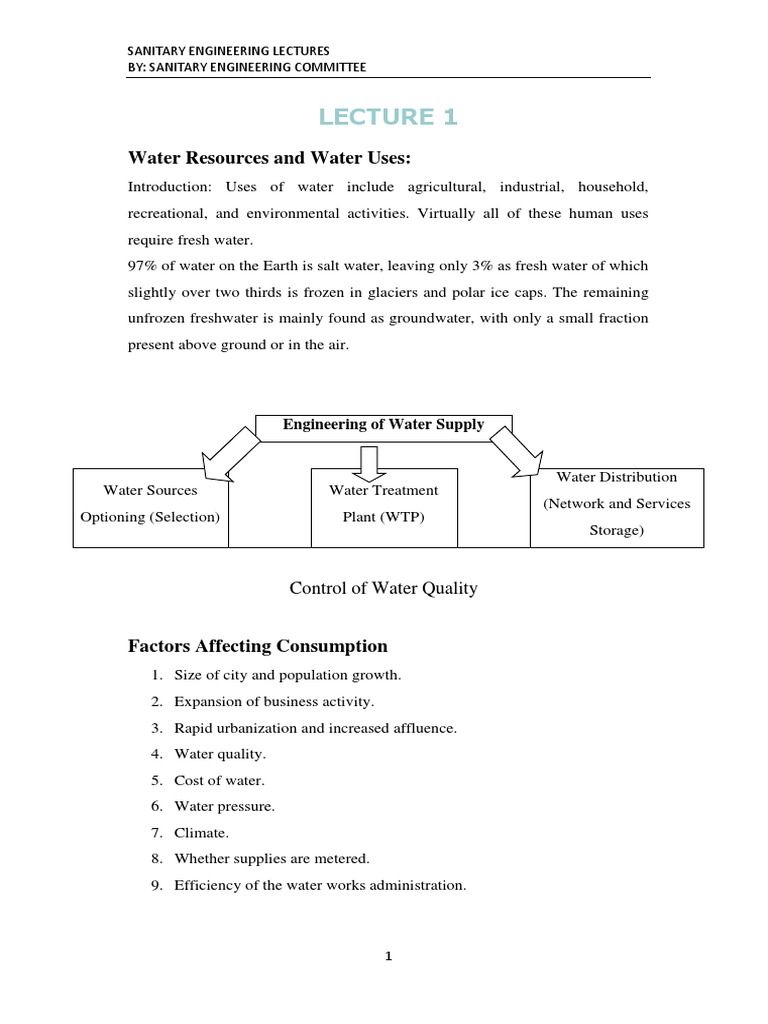 Sanitary Engineering | PDF | Water Resources | Water Supply