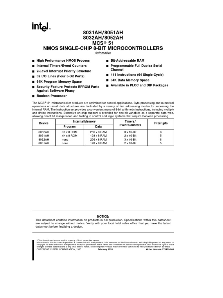 8051 data sheet | Microcontroller | Computer Engineering