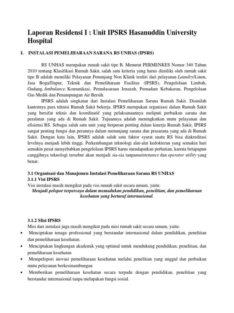 Laporan Residensi I IPSRS | PDF