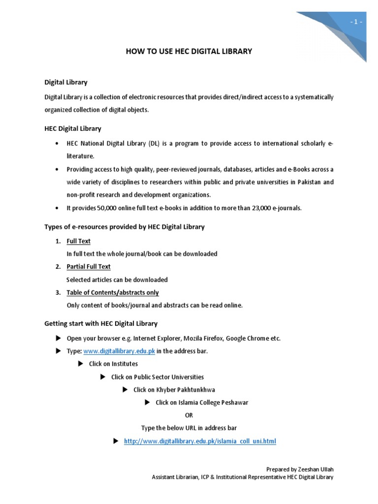 How To Use Hec Digital Library | PDF | Springer Science+Business Media ...