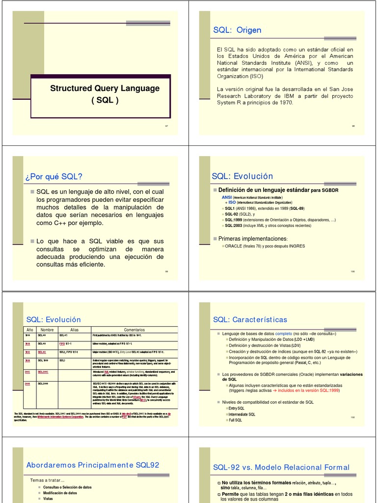 SQL 92 | PDF | SQL | Diseño de software