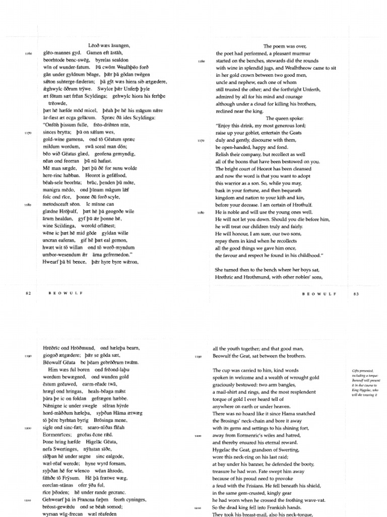 Beowuf S Heaney (Lines 1160-1320) | Beowulf | English Folklore