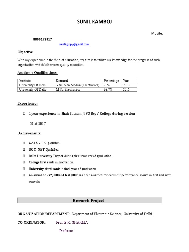 Sunil Resume Final | PDF | Nanotechnology | Microcontroller