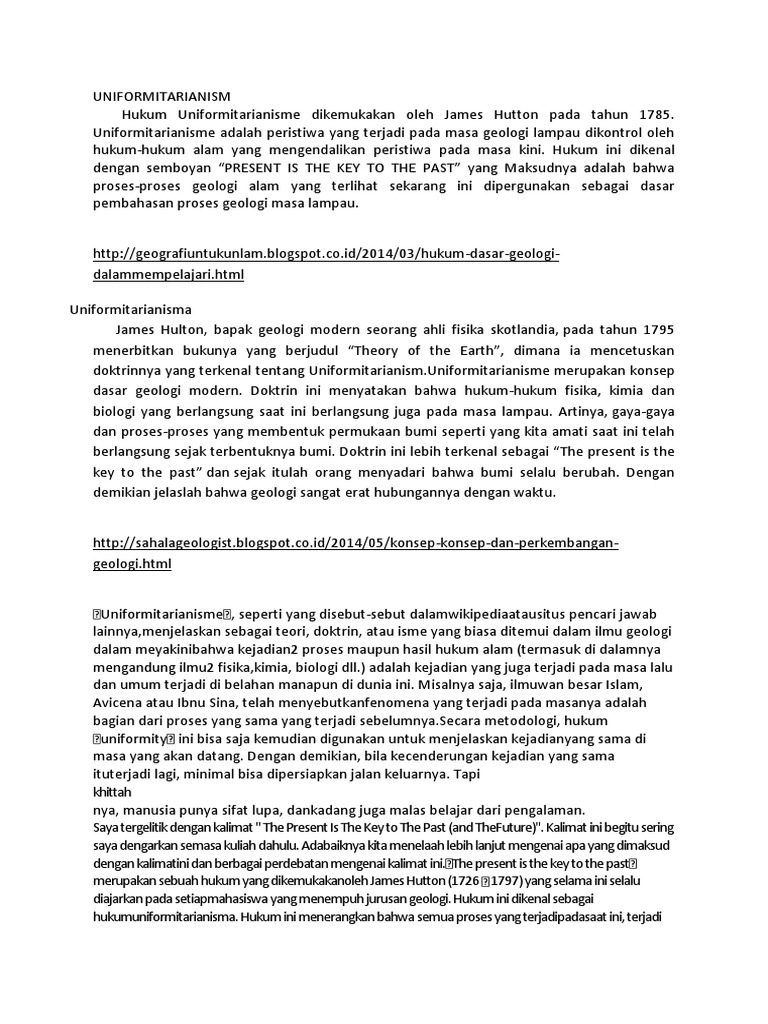 Prinsip Hukum Uniformitarianisme | PDF | Ilmu Sosial
