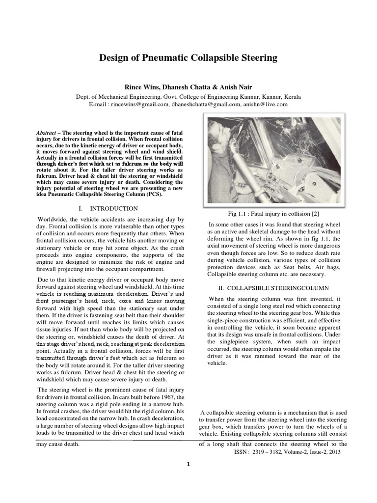 Pneumatic Collapsible Steering Design | PDF | Steering | Vehicles