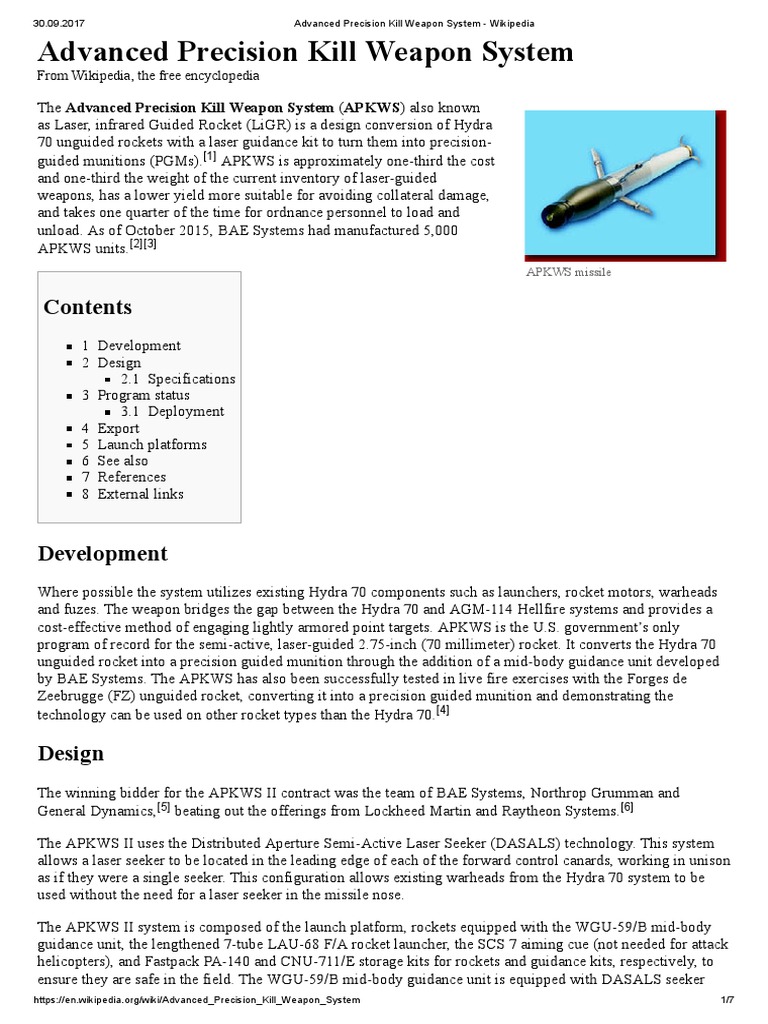 Advanced Precision Kill Weapon System - Wikipedia | PDF | Military ...