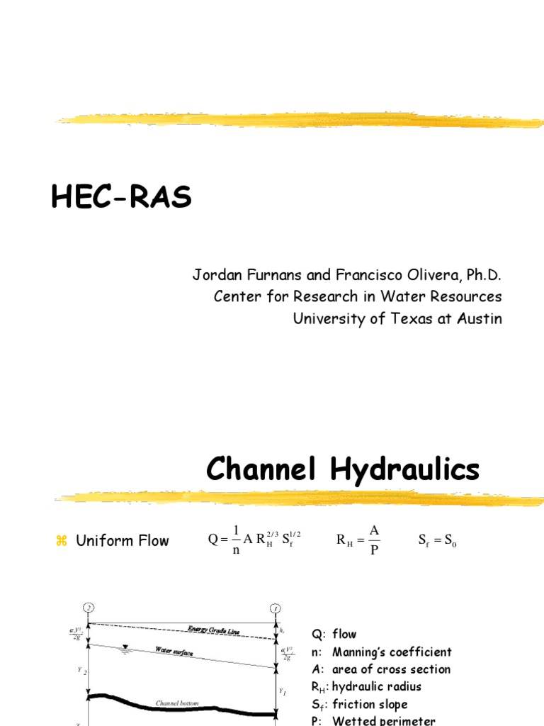 Hec-Ras: Jordan Furnans and Francisco Olivera, Ph.D. Center For ...