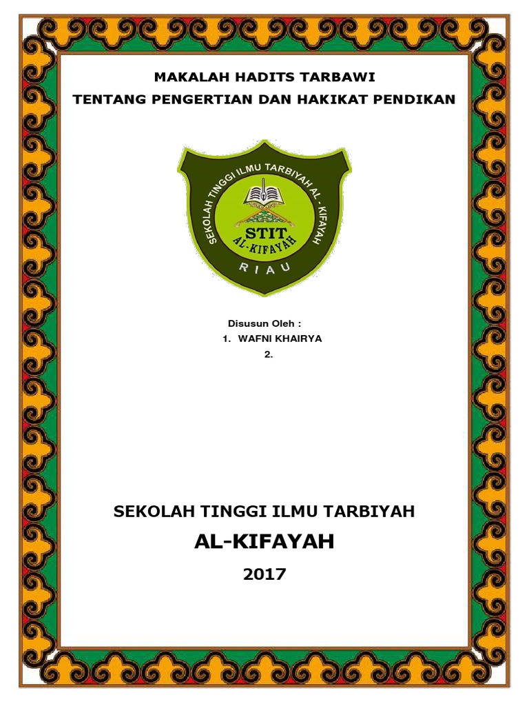 Makalah Hadits Tarbawi Tentang Pengertian Dan Hakikat Pendikan | PDF