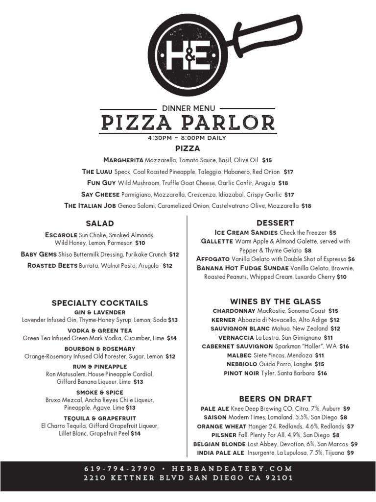 Pizza Parlor Menu PDF | Download Free PDF | Salad | Cuisine