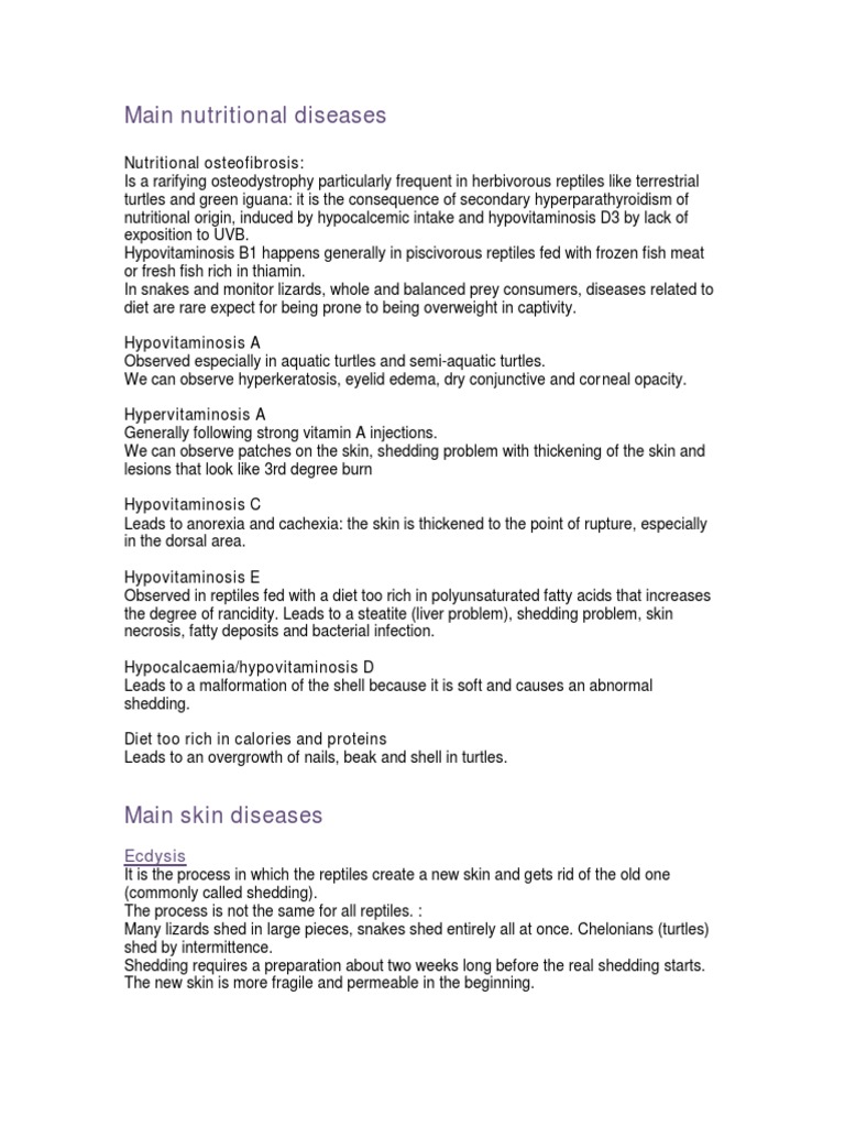 Reptile Nutritional Diseases | PDF | Vomiting | Reptile