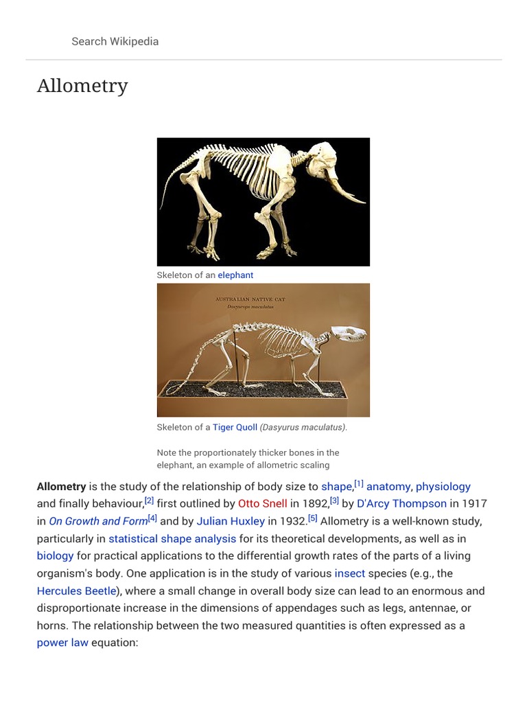 Allometry: Search Wikipedia | PDF | Biology | Nature