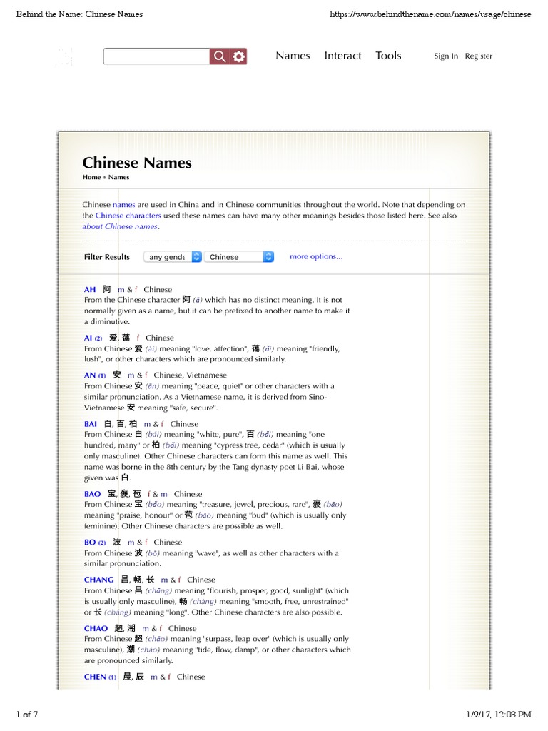 Behind The Name: Chinese Names | PDF | Chinese Characters | East Asia