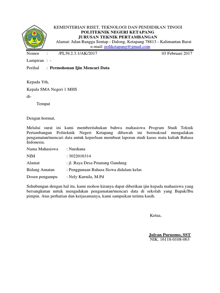 Surat Izin Study Banding | PDF