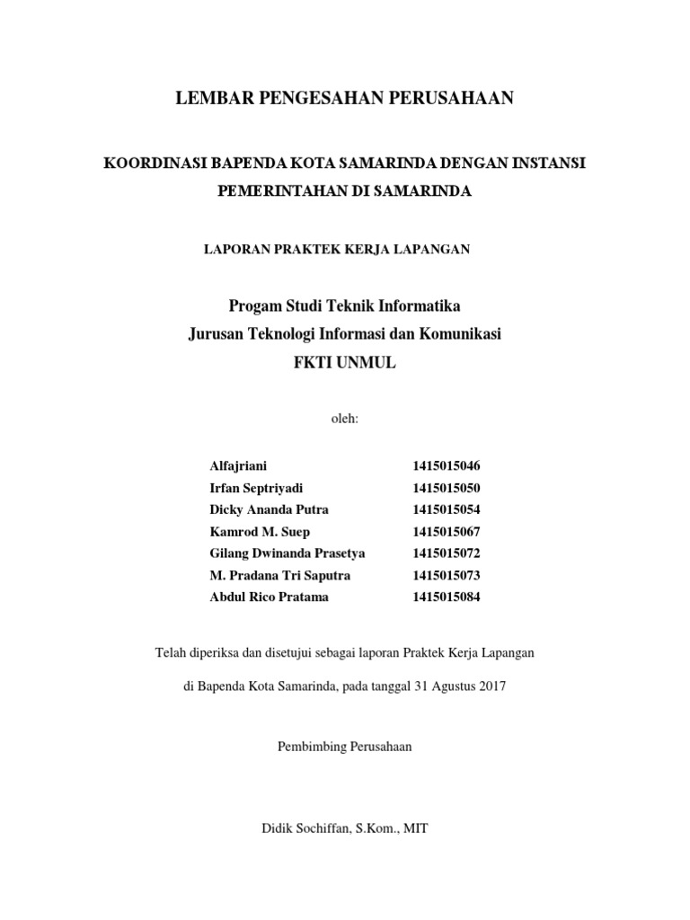 Lembar Pengesahan Perusahaan | PDF