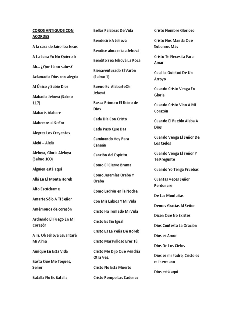 Coros Antiguos Con Acordes