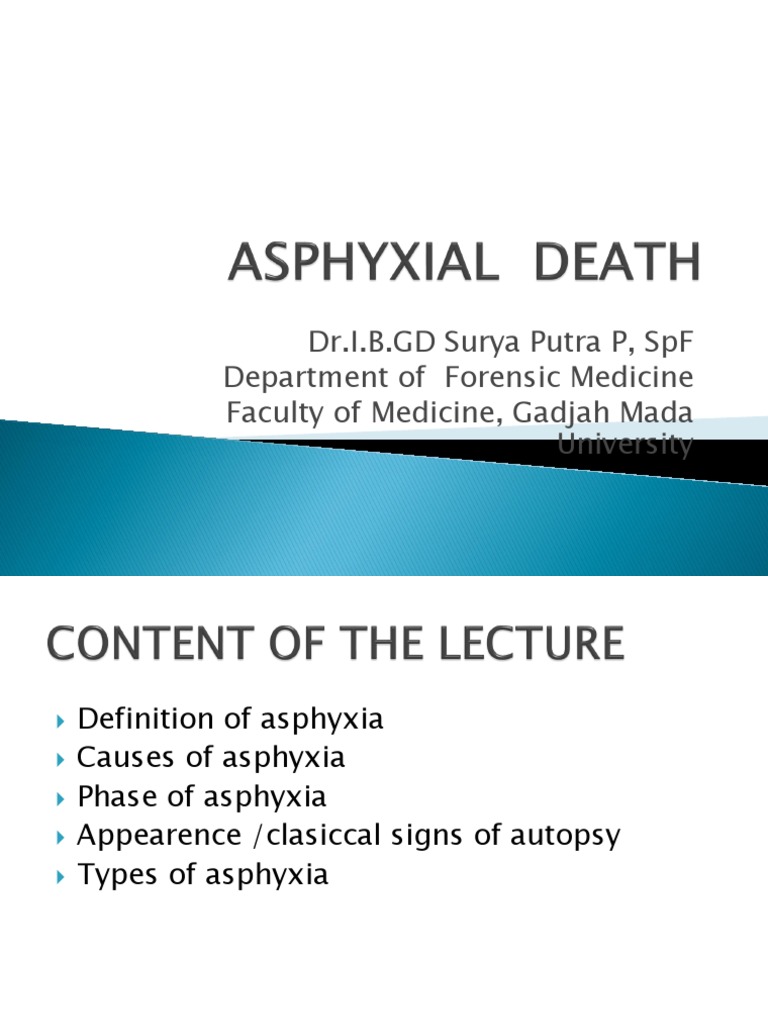 Understanding Asphyxia in Forensic Medicine | PDF | Hypoxia (Medical ...