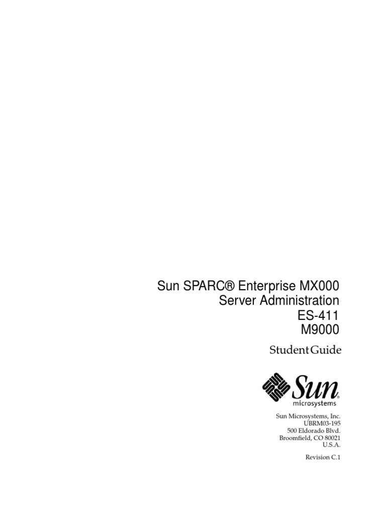 Sun SPARC® Enterprise MX000 Server Administration ES-411 M9000 | PDF ...