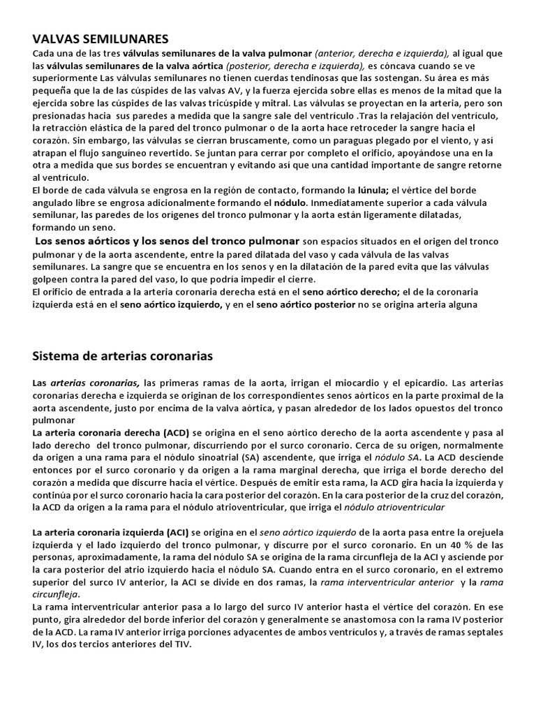 Función y Estructura de Valvas Semilunares | PDF | Circulación ...
