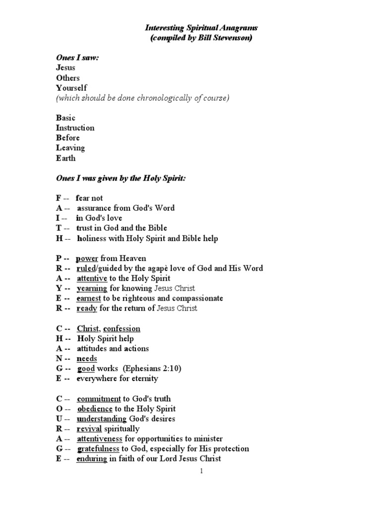 1 - Interesting Spiritual Anagrams For E-Mail Sharing | PDF | Jesus ...