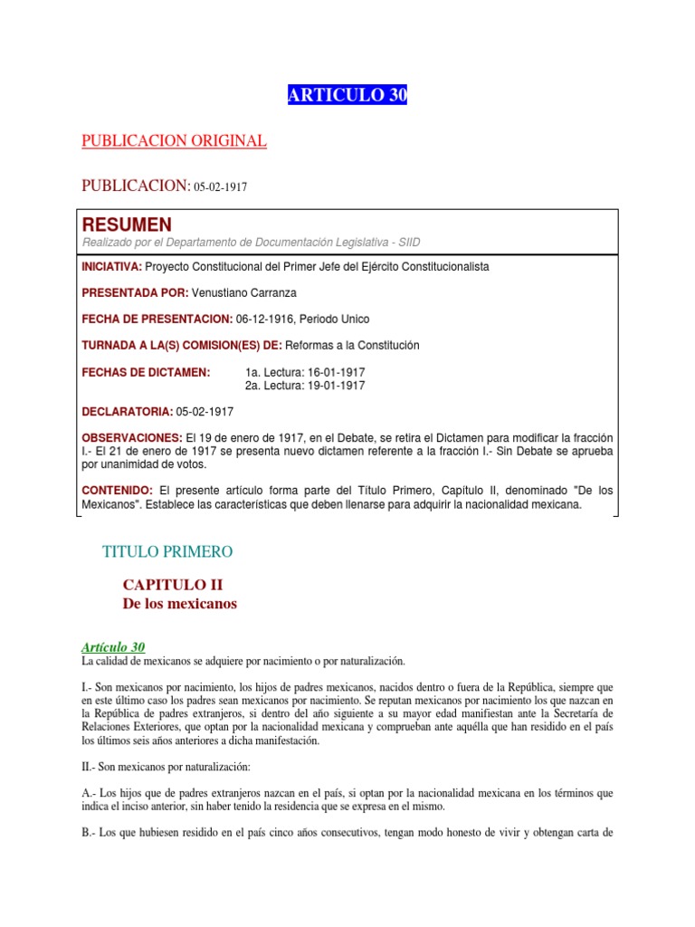 Articulo 30 Reforma 2015 | PDF | Naturalización | México