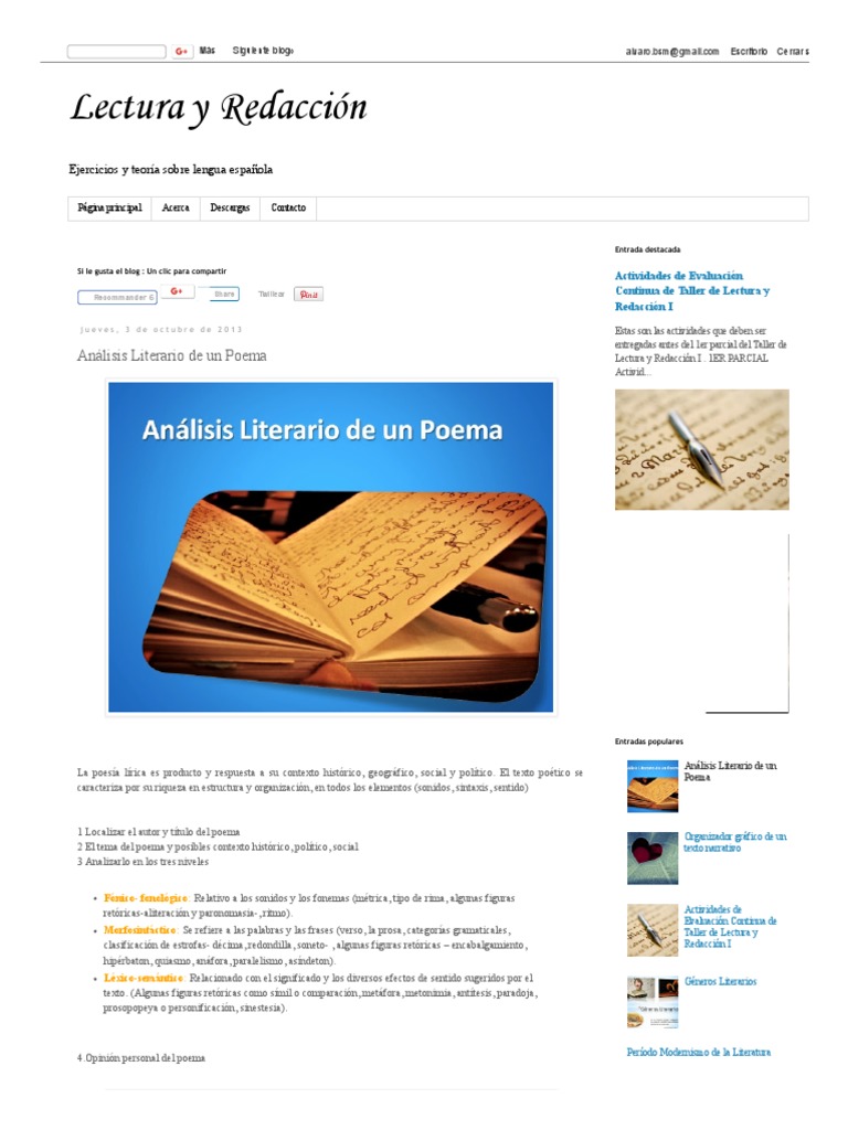 Lectura y Redacción Análisis Literario de Un Poema | PDF | Metro ...