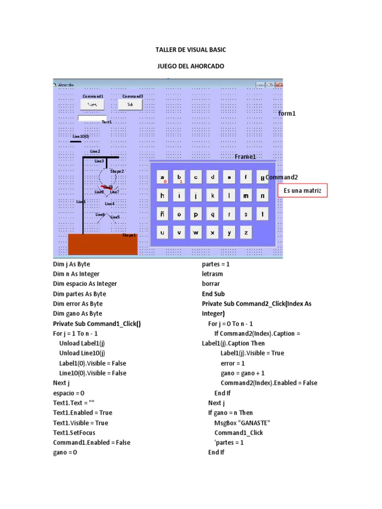 Taller de Visual Basic Juego Del Ahorcado | PDF | Computer Programming | Computer Related ...