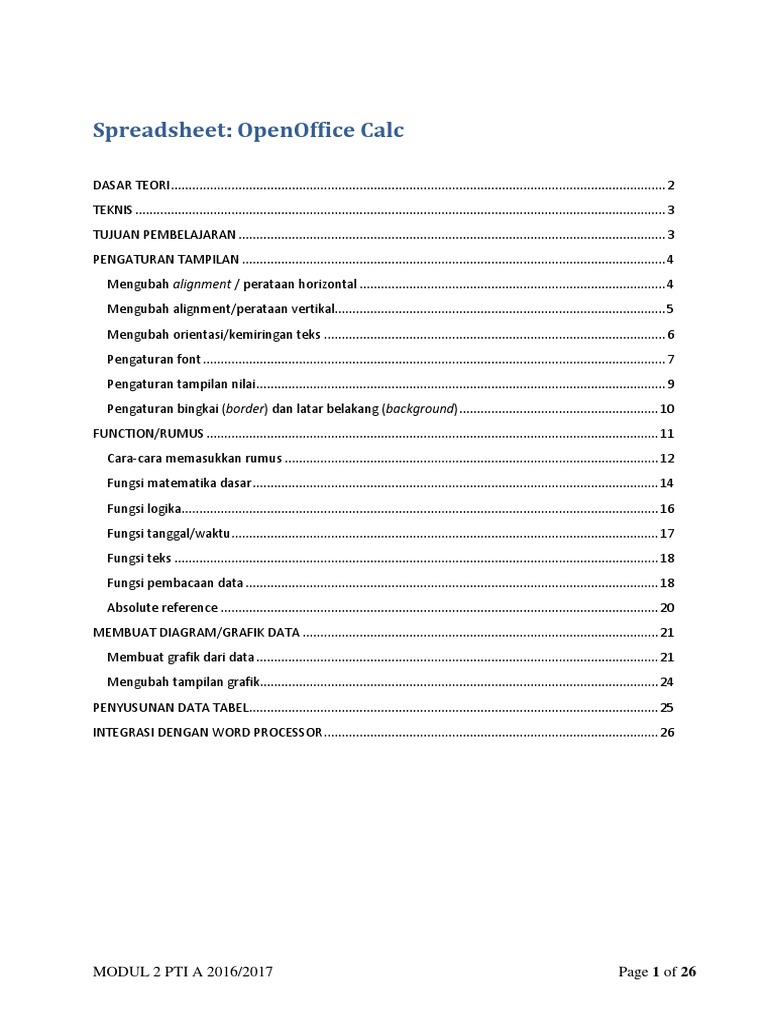 Modul 2 - OpenOffice Calc | PDF